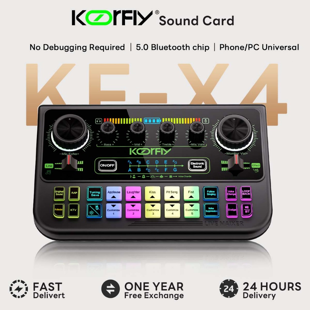Koorfly KF-X4 Sound Card karaoke Live Full Set Mixer - Memori Efek ...