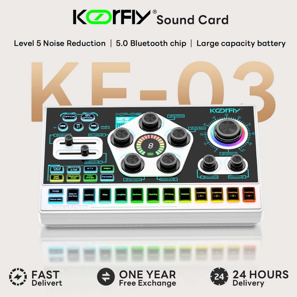 KoorFly KF03 Sound Card Audio Mixer Kad bunyi langsung Voice Changer ...
