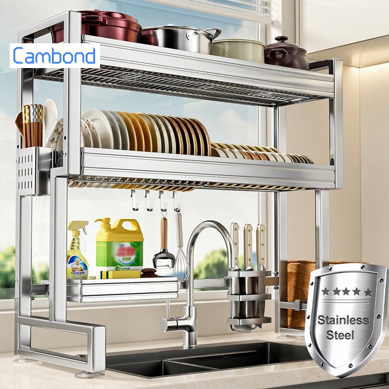 Cambond Rust-proof 304 Stainless Steel Kitchen Dish Rack Over Sink 1/2 ...