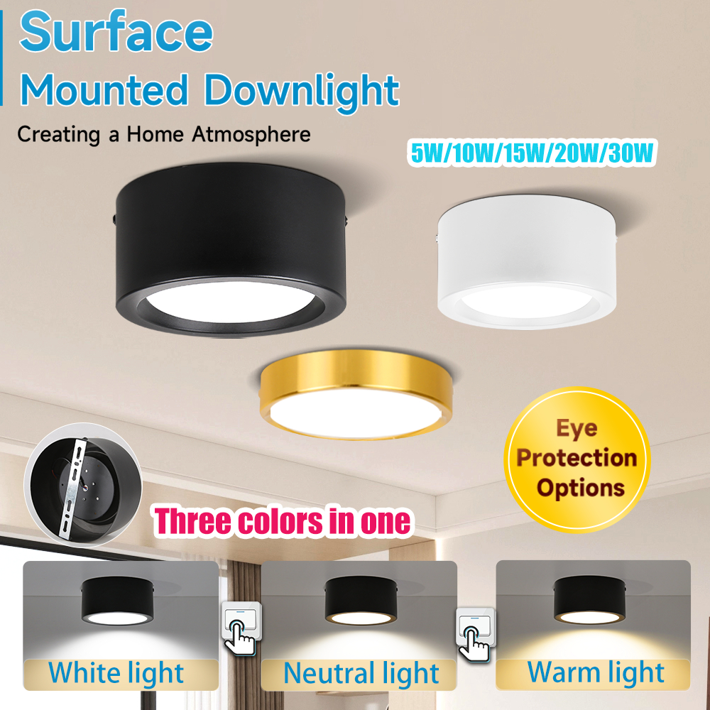 Surface Mounted LED Downlight 3-Color Ceiling Spotlight 5W/19W/15W/20W ...