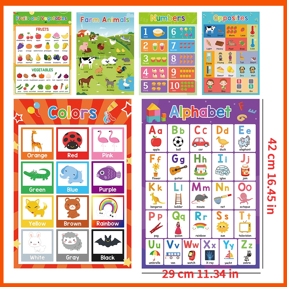 Kids Learning Posters A3 Size - Educational Wall Charts for Toddlers ...