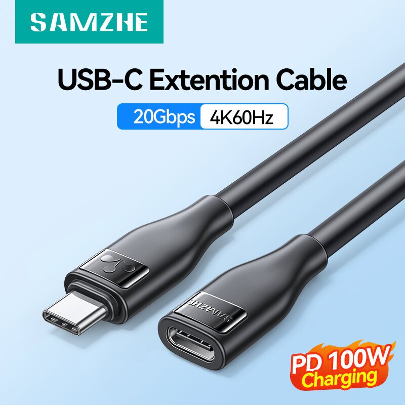 SAMZHE USB C Extension Cable USB 3.2 Gen 2 Type C Male to Female 20Gbps ...
