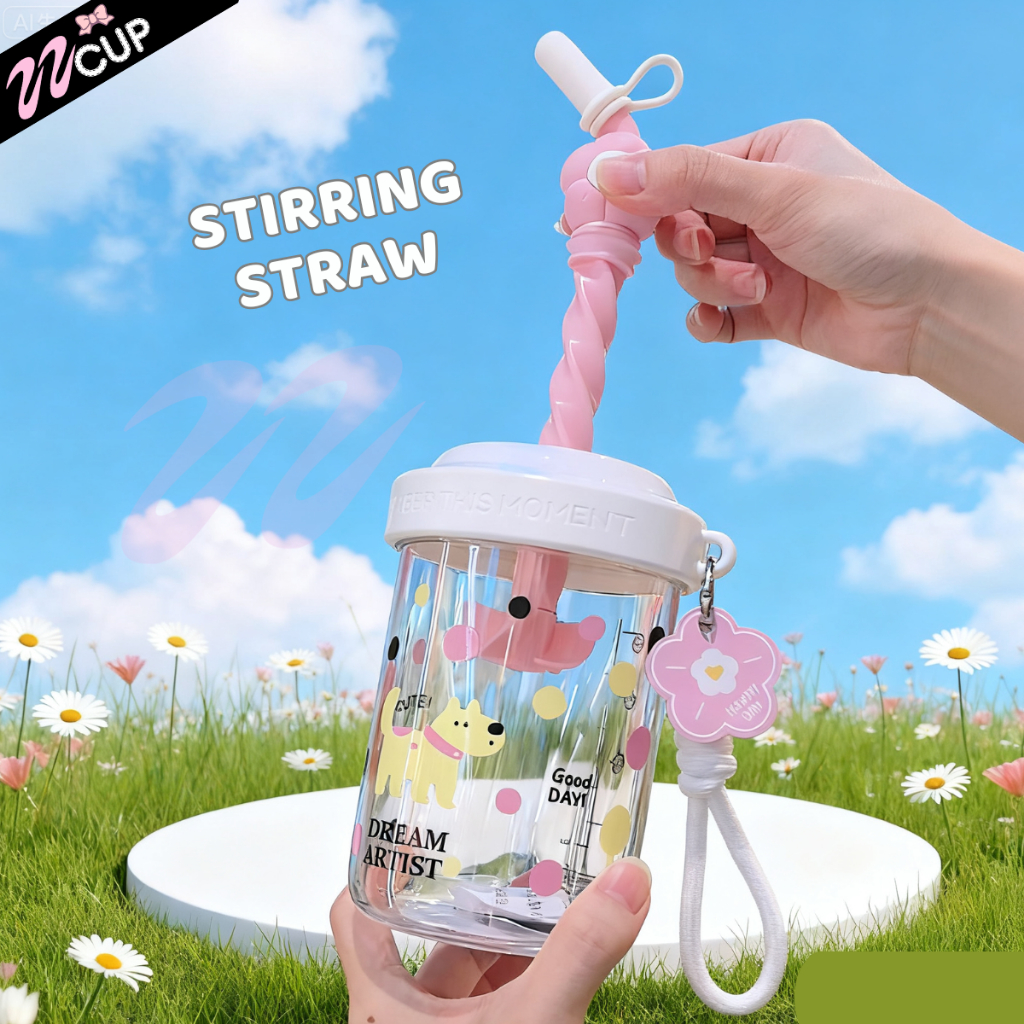 Botolair boleh kacau 580ml, dengan pengacau straw, Cawan Kopi, Cawan ...