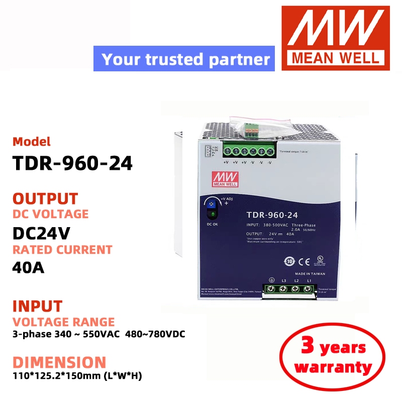 MEAN WELL TDR-960-24 DC24V 40A TDR-960-48 DC48V 20A 3-phase 340 ...