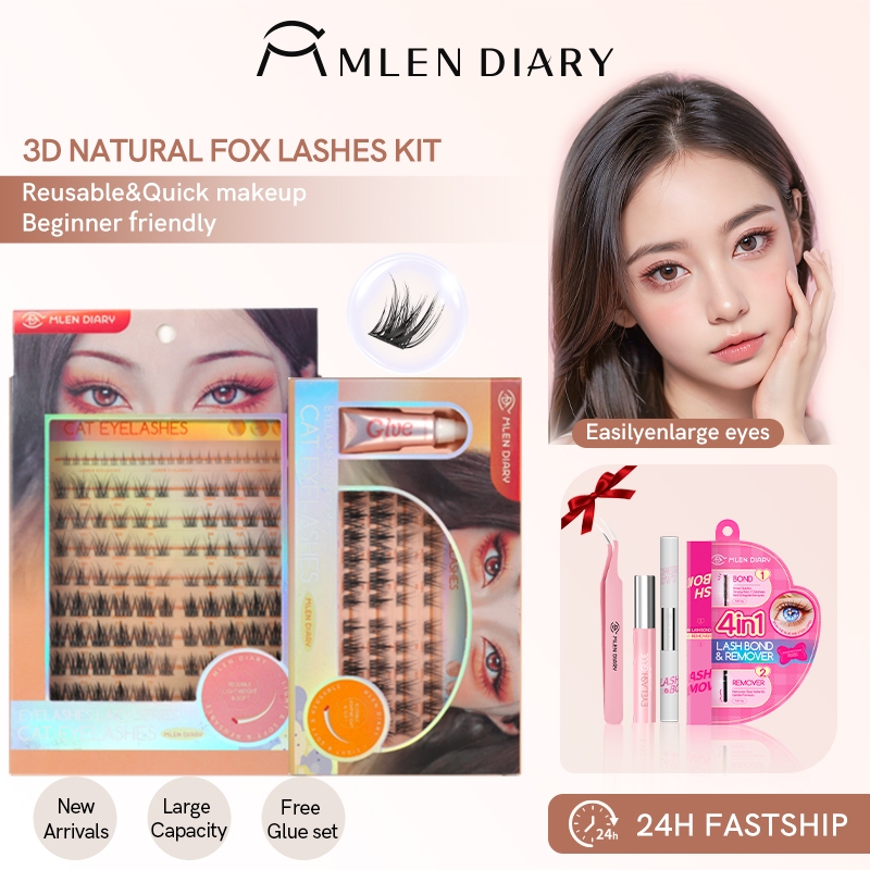 Mlen Diary Fox Eyes False Eyelashes Natural Long Thick Cluster Lashes ...