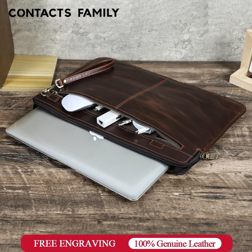 CONTACTS FAMILY Genuine Leather Laptop Sleeve Case For Macbook Pro 16 ...