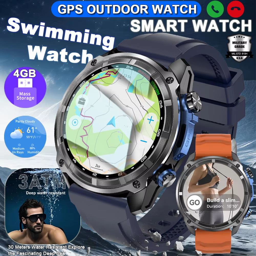 New 2025 GPS SmartWatch Offline Maps 4GB Memory Video Player Military ...