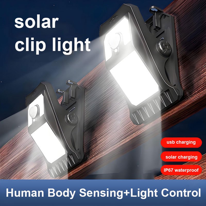 Portable solar clip light outdoor waterproof with human body sensing ...