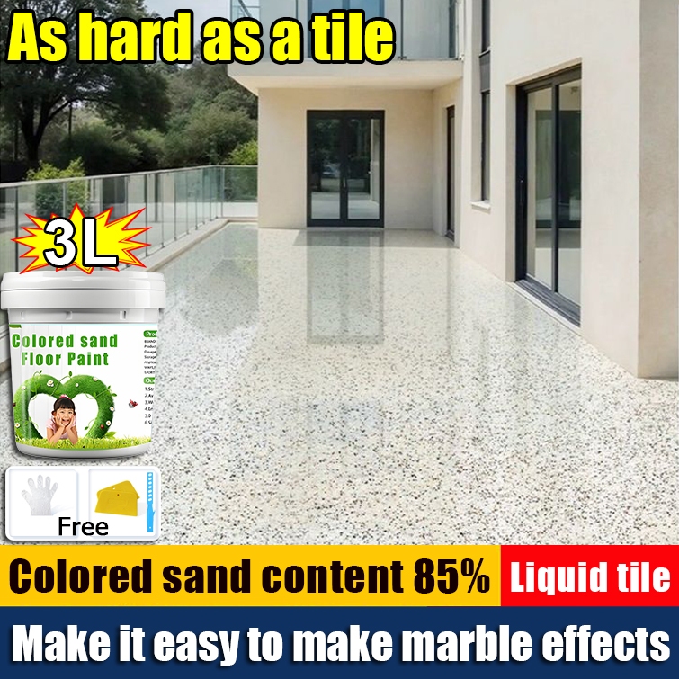 【As hard as tiles】self leveling epoxy sand floor paint 3000ML epoxy ...