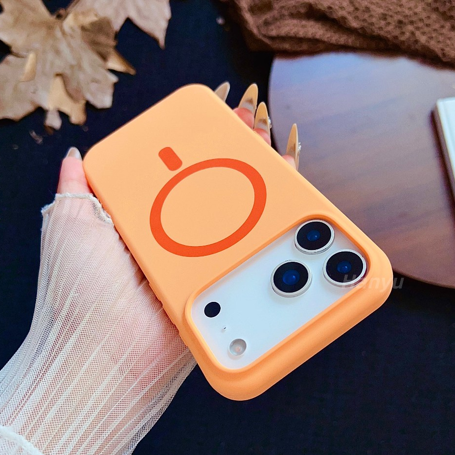 (With packag) New Orange Liquid Silicone Magnetic Phone case For iPhone ...