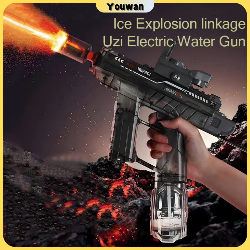 Uzi Electric Water Gun Toy Automatic Continuous Firing Light Effects ...