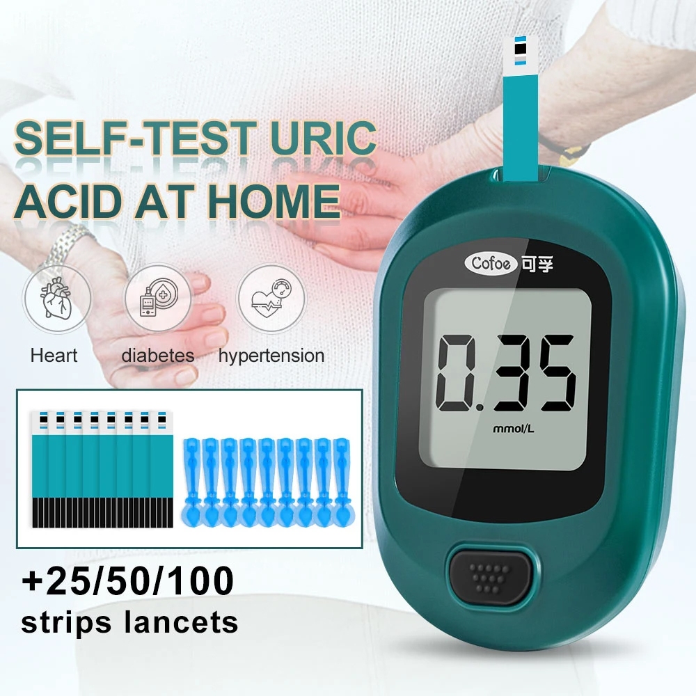 Cofoe Uric Acid Monitor with Test Strips And Lancets Needles For Home ...