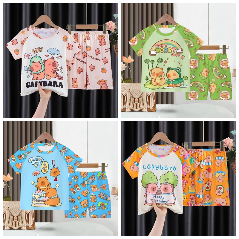 Kids Girls Labubu Pyjamas Short Sleeve Cartoon Kids Sleepwear Clothing ...