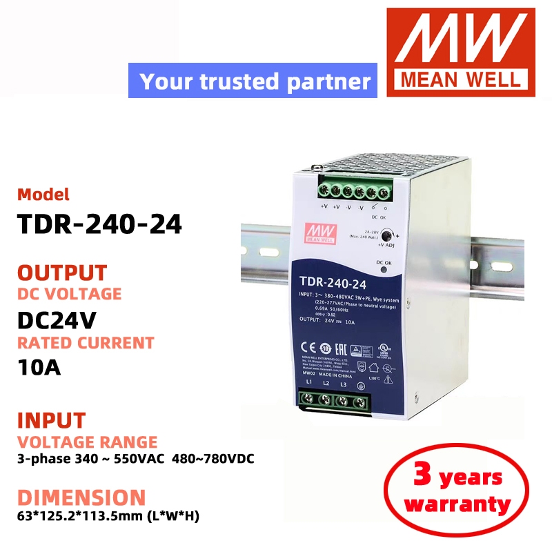 MEAN WELL TDR-240-24 DC24V 10A TDR-240-48 DC48V 5A 3-phase 340 ~ 550VAC ...