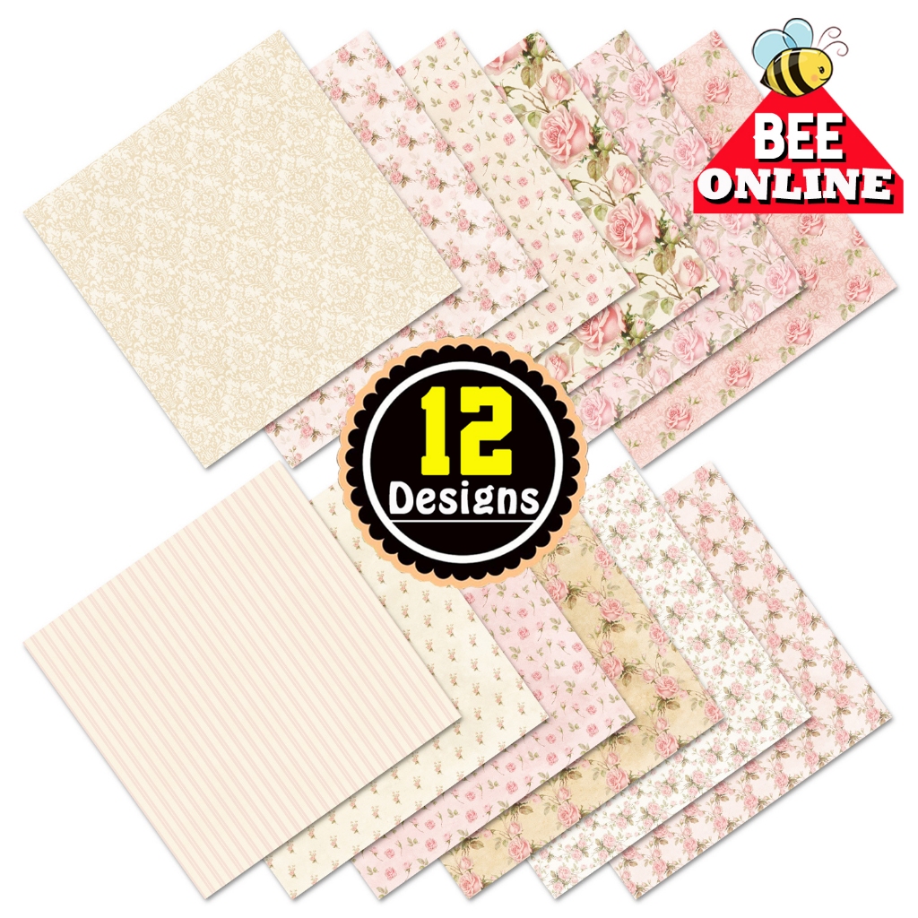 Handmade paper Origami paper 15cm Pink Flower Patterned Paper 12 Colors ...