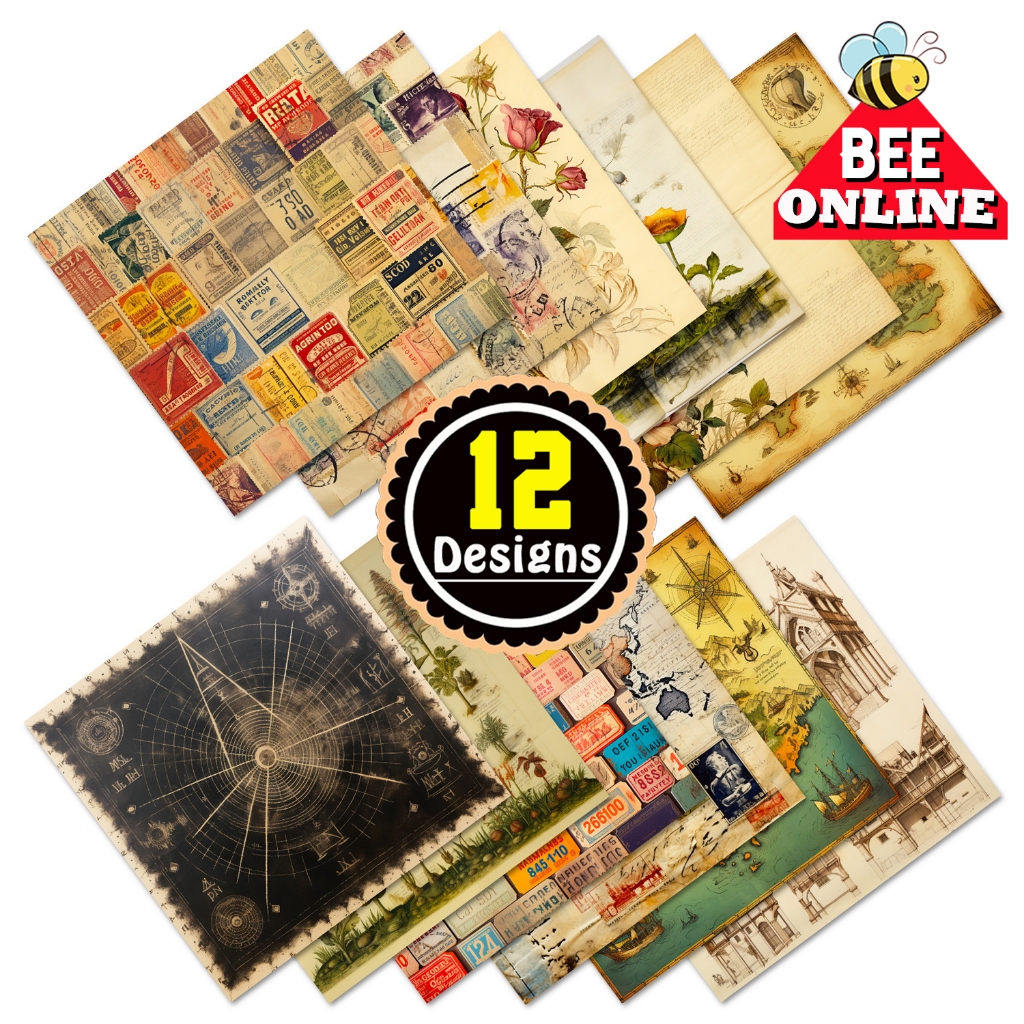 Handmade paper Origami paper 15cm Retro Poster Patterned Paper 12 ...