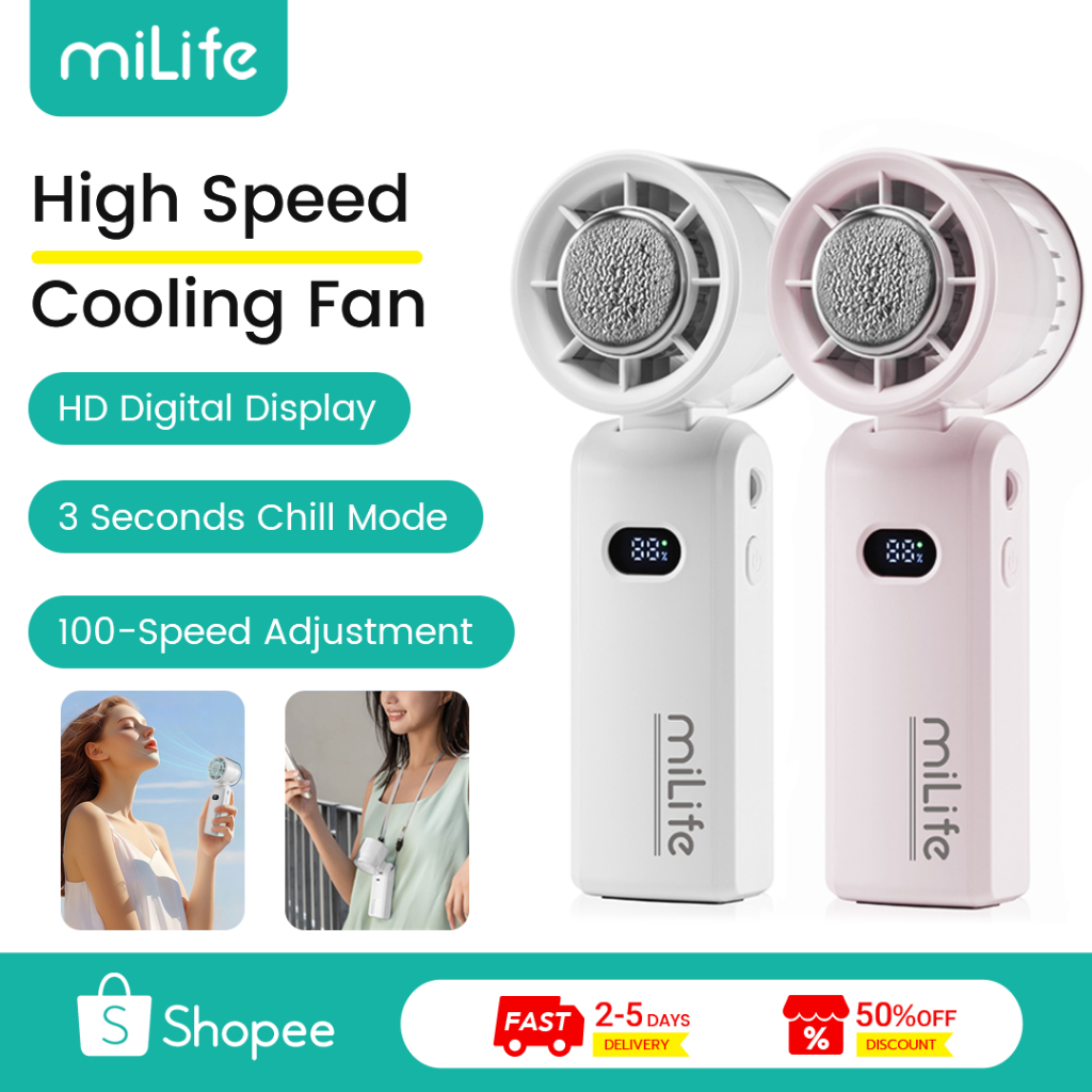 MiLife High Speed Cooling Fan F3P 3 Seconds Chill 100-Speed Foldable 90 ...