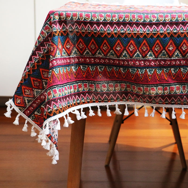 Cotton Linen Vintage Tablecloth Ins Style Simple Tassel Table Cloth ...