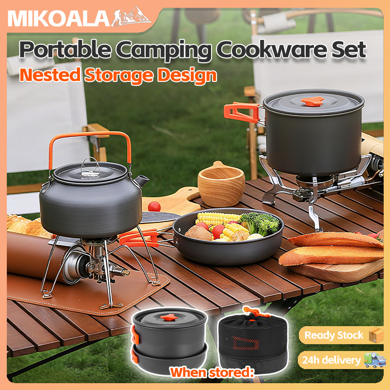 Outdoor Camping Cookware Set Portable Pot Pan Kettle Plate Periuk Set ...