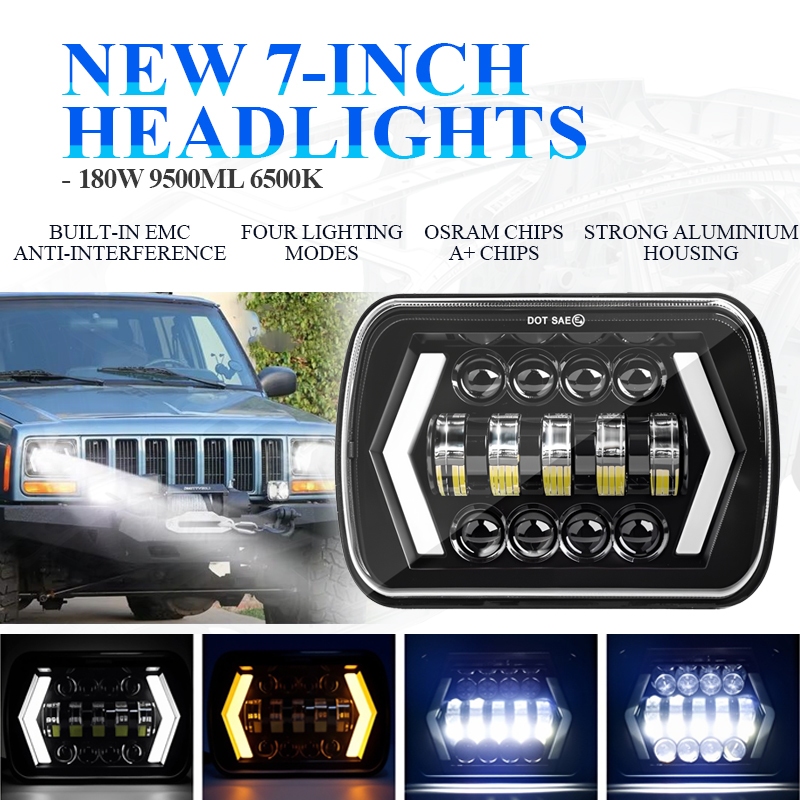 7x6 inch halo LED headlight, 5x7 inch square LED headlight with arrow ...