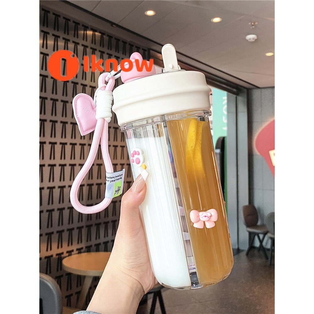 I know 28oz Split Flask Tumbler 2 in 1 Mixed Drink Tumbler, Kawaii Cup ...