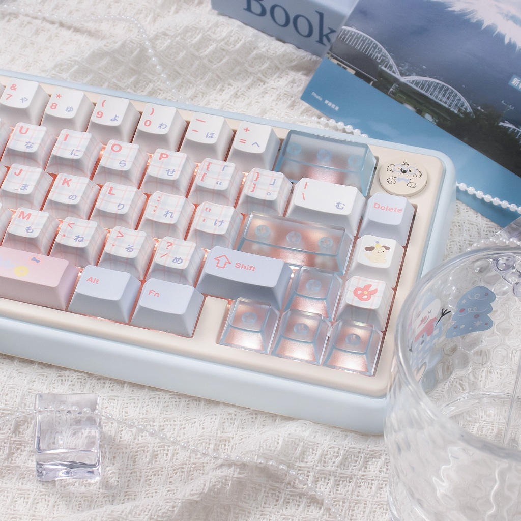 26 Pcs Fog Transparent Keycaps Novelties blank Cherry Profile RGB matte ...