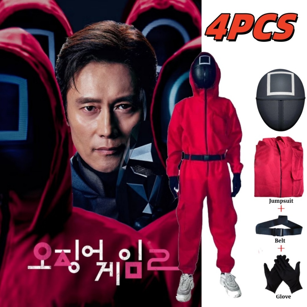 Shipping Selangor:110-185CM Squid Game Guard Cosplay Costume Adult&Kids ...