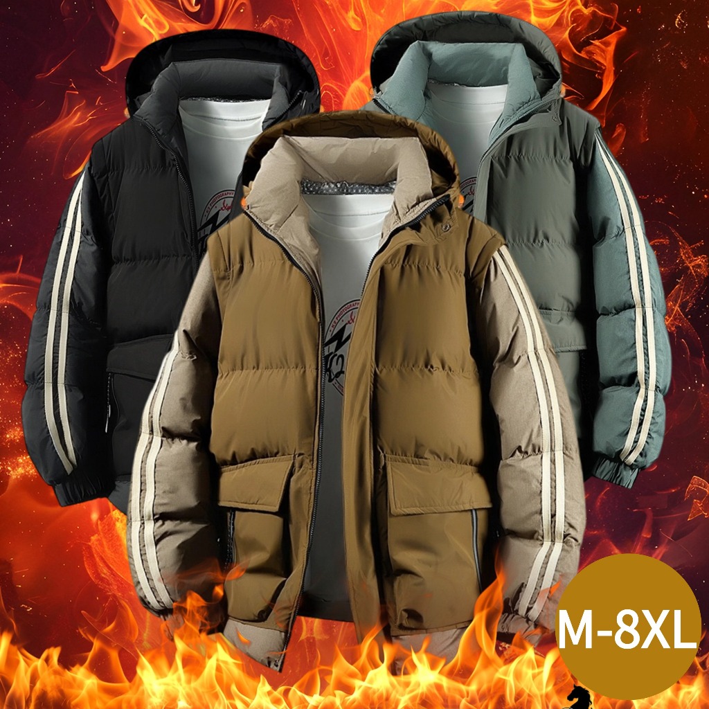 [M-8XL] 2025 Winter Hooded Cotton Padded Jacket Men Graphene Heating ...