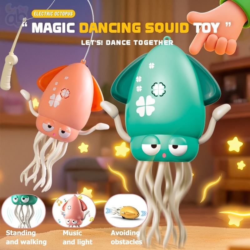Sotong menari Electric Dancing Octopus with Fishing Rod Music Squid Toy ...