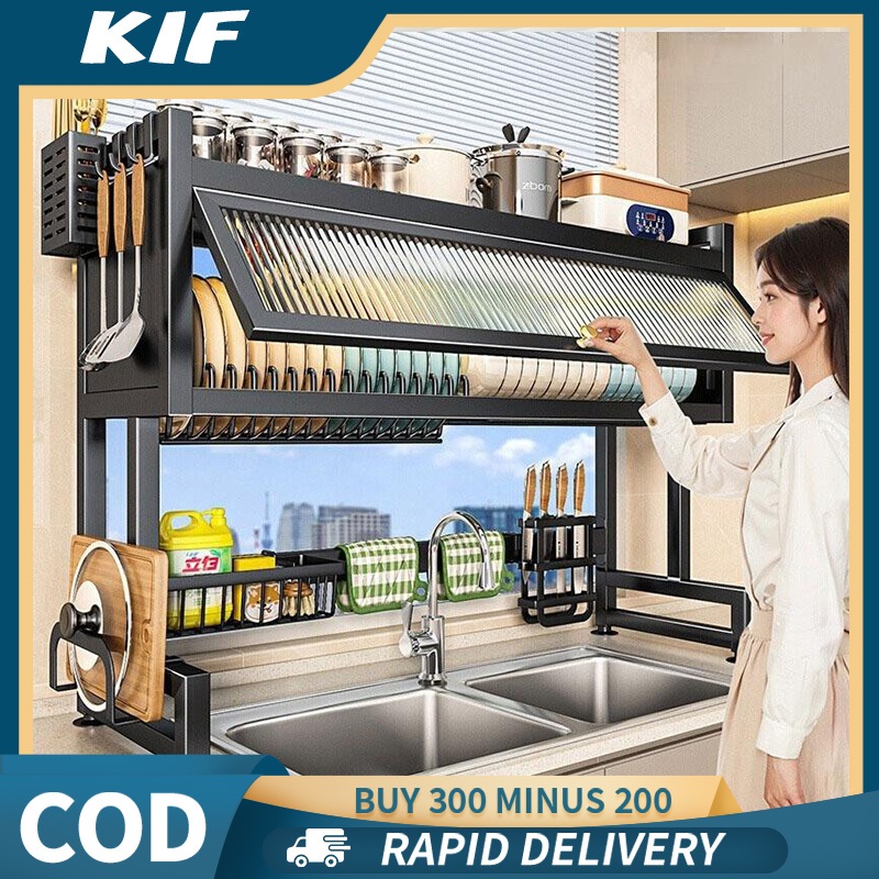 Loker Double Stainless Steel Tableware Rack with Lid 65/75/85/95/105cm ...