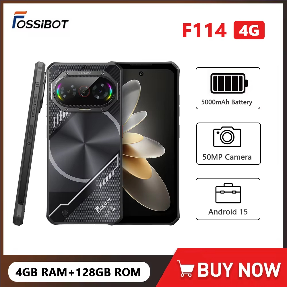 Fossibot F114 Ultra-thin Rugged Smartphone 4GB RAM+128GB ROM Unisoc T615 50MP Camera 5000mAh ...