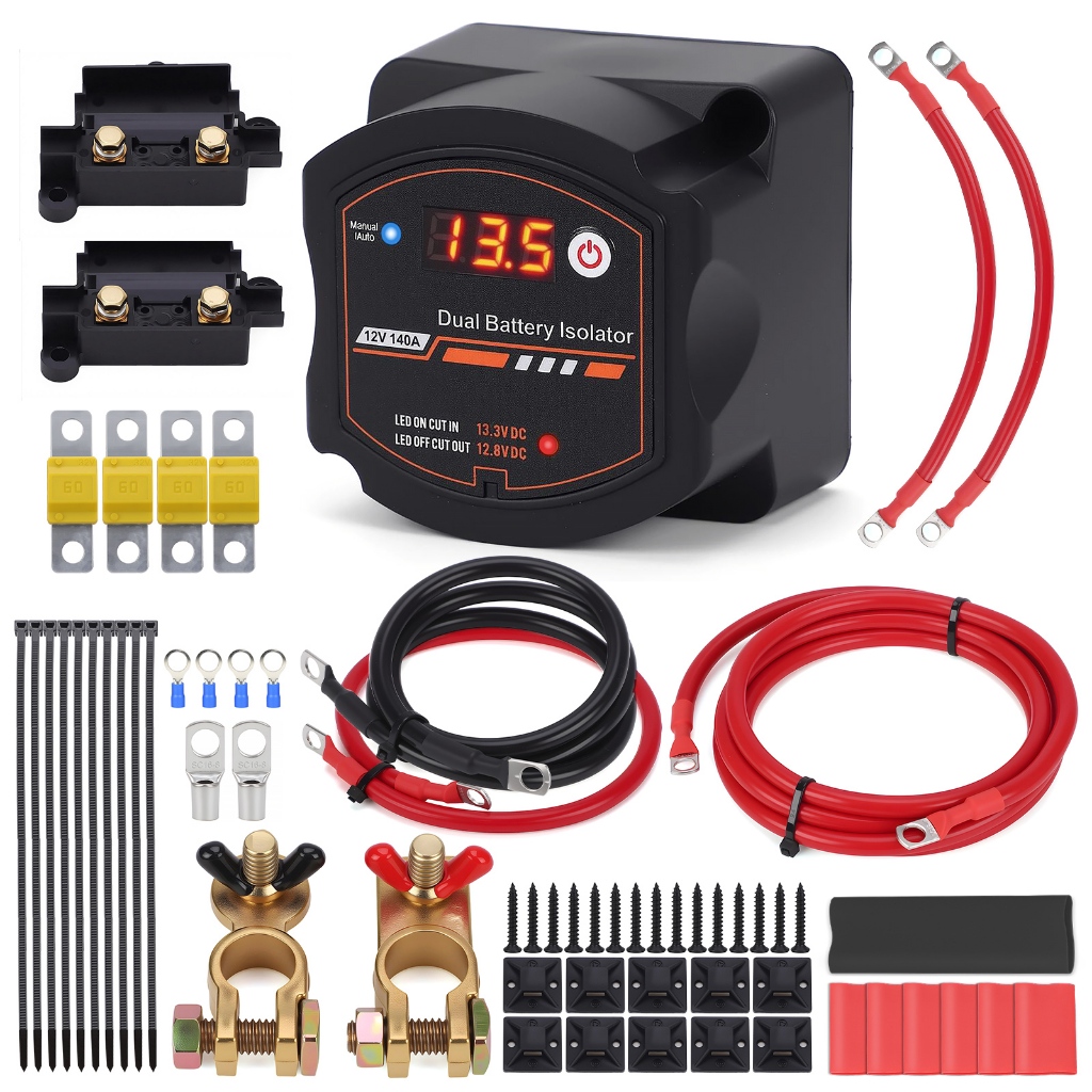 Universal Dual Battery Isolator 12V 140Amp Battery Isolator Kit, Fuse ...