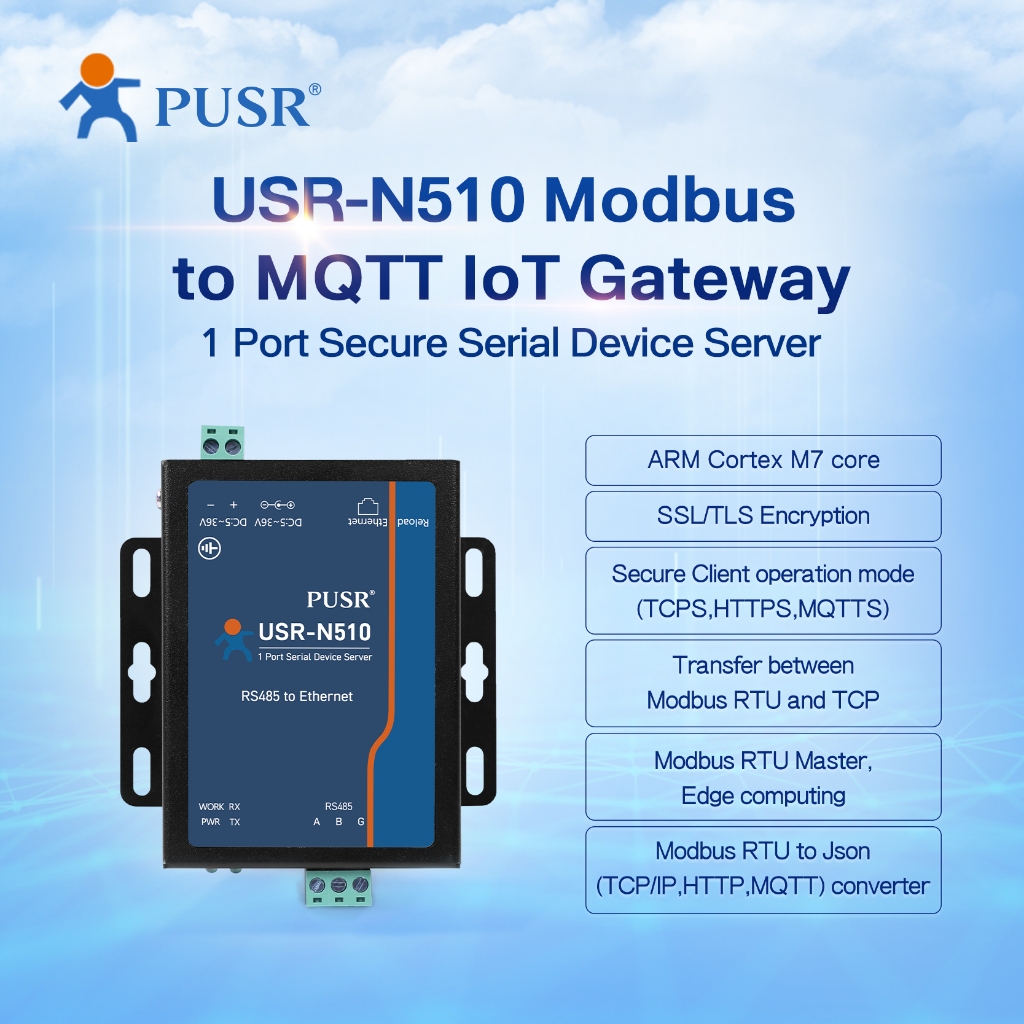 PUSR 1 Port RS485 To Ethernet Support MQTT SSL Modbus RTU to TCP Edge ...