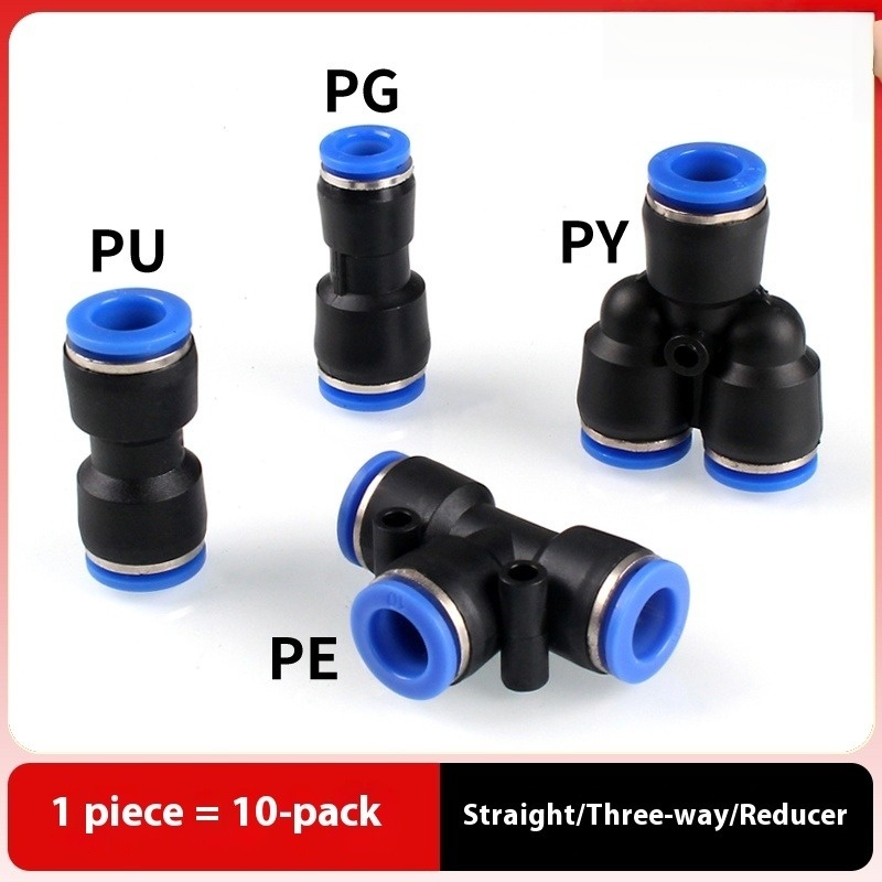 10 PCS Quick Connectors: PU Straight, Y-Type, Reducing, and Tee ...