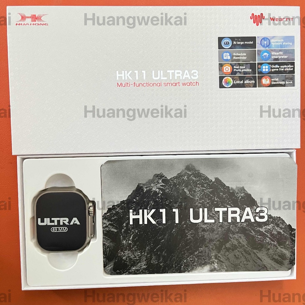 2025 AI smart watch HK11 ultra3 real AMOLED 49mm wireless charging BT ...
