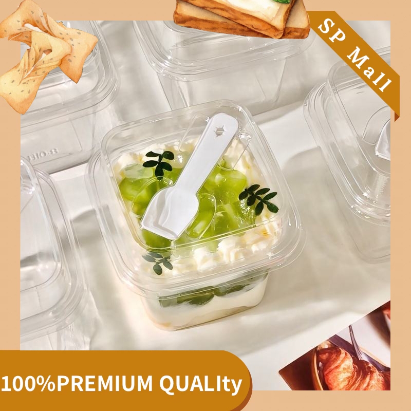 SP MaII-(220ML/340ML)50pcs Transparent Plastic Mousse Cup with Lid ...