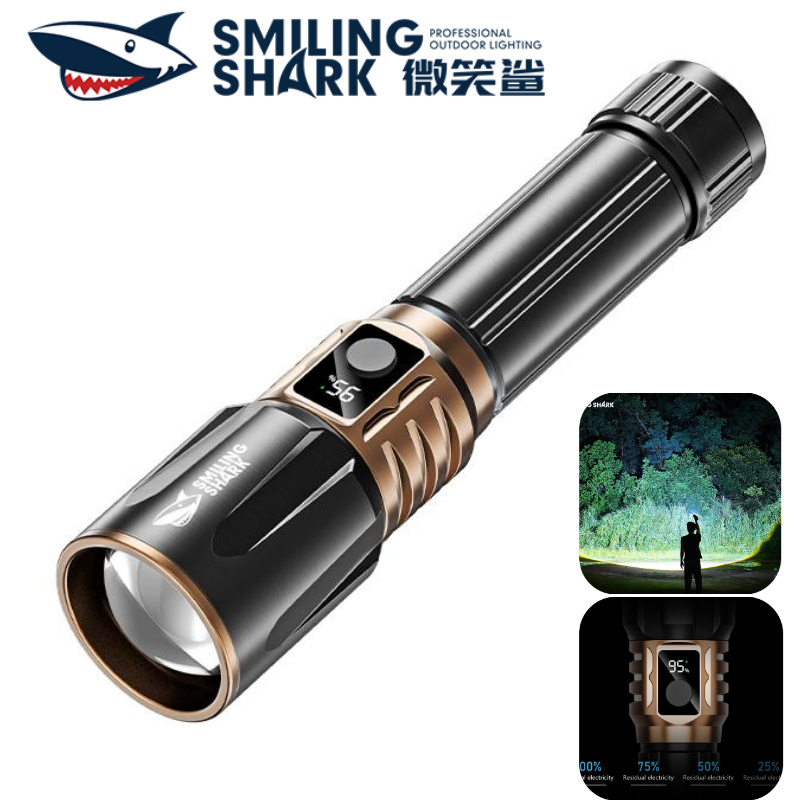 SMILING SHARK Flashlight Rechargeable Torch Light M60 8000LM 6Mode Type ...