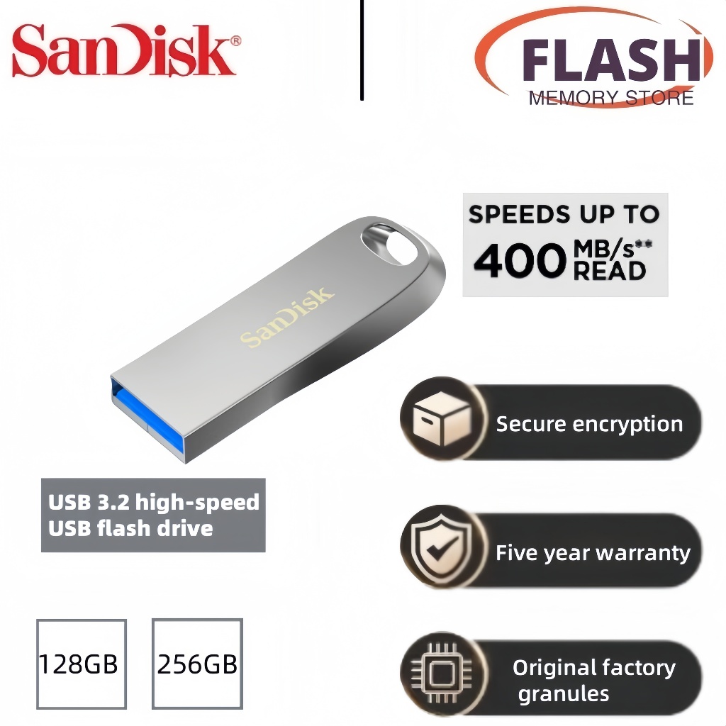SanDisk Ultra Luxe USB 3.2 Gen 1 Flash Drive (128GB/256GB) | Shopee Malaysia