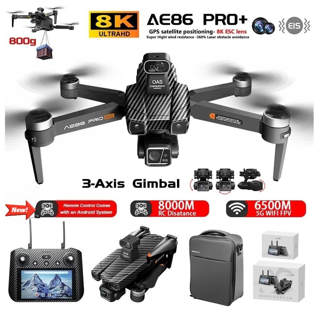 Upgraded LED Screen AE86PRO MAX+ Professional GPS Drone with 8K Dual ...