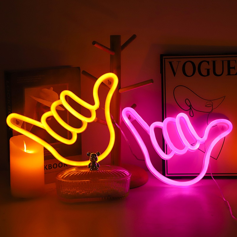 666 Gesture Light OK Neon Logo Interior Decoration Light Window Bar ...