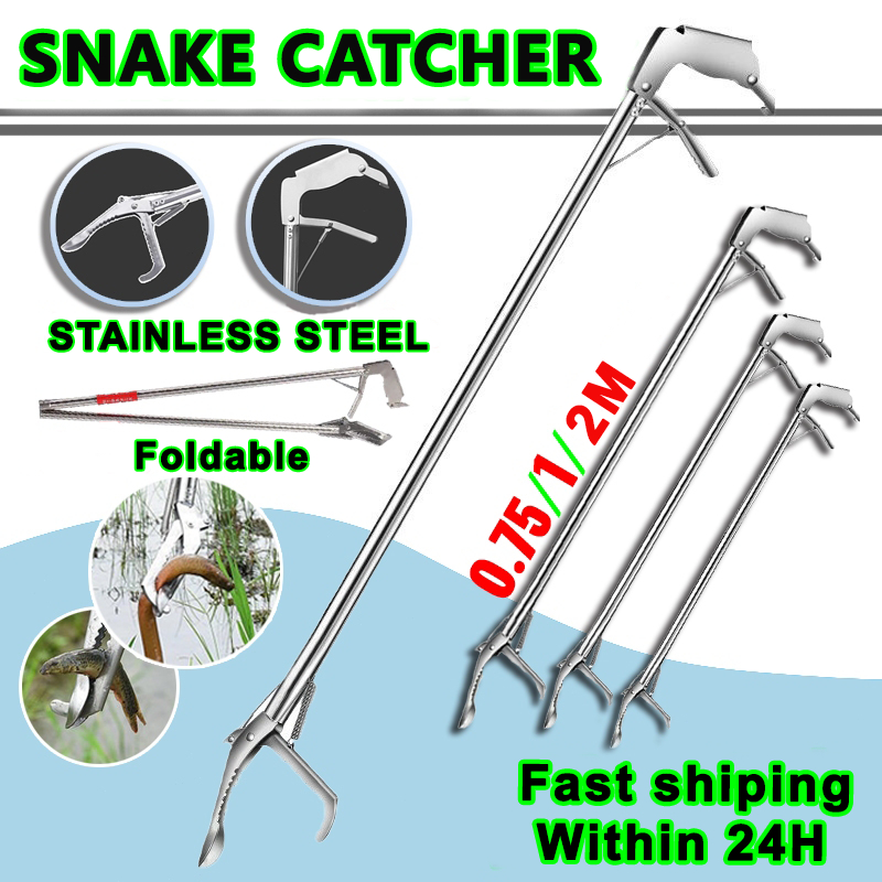 2M/1.5M/1.2M/0.75M Snake Catcher Long Handled Snake Trap Foldable Snake ...