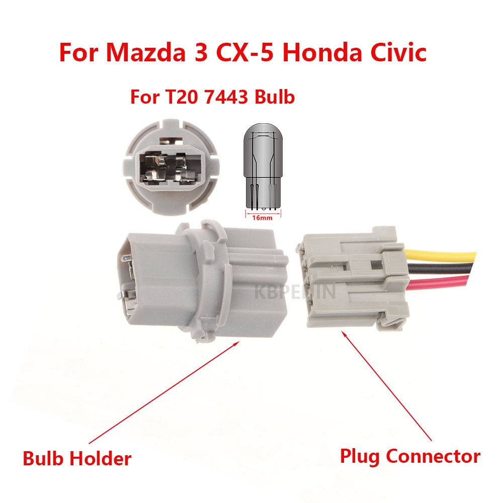 Mazda 3 CX-5 Brake Light T20 7443 Bulb Holder Connector Socket Adapter ...