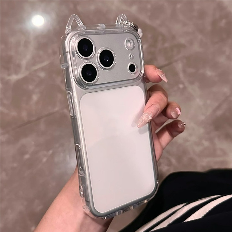 Fashion Clear 3D Cute Cat Ears Phone Case For iPhone 17 Pro Max 16 15 ...