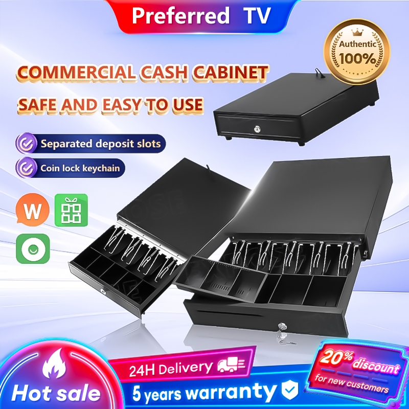 Cash Drawer 5 Compartment Cash Drawer Box POS Register RJ-11 Key Lock ...