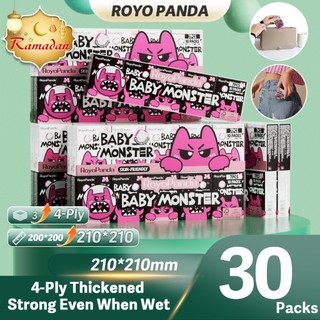 【30Packs】RoyoPanda Baby Monster Mini Tissue Handkerchief Tisu Portable ...