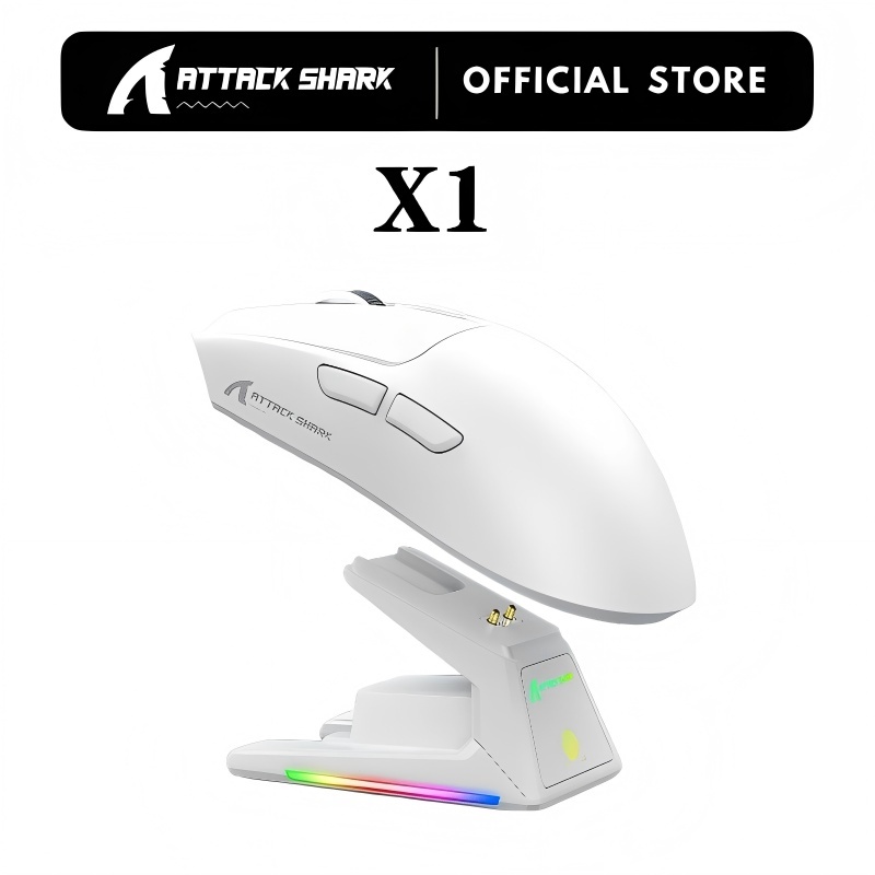 ATTACK SHARK X1 Wireless Gaming Mouse with RGB Charging Dock Pro Sensor ...
