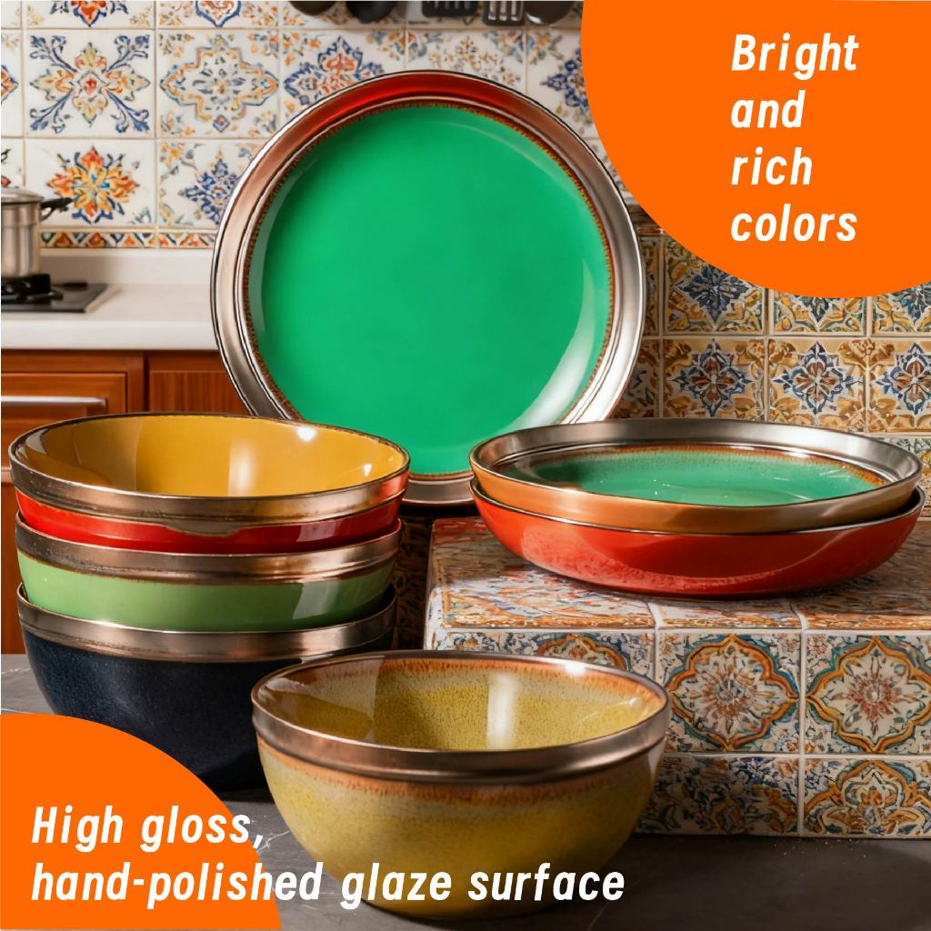 Ceramics Plate Set for Gifts - Microwave & Dishwasher Safe, Perfect ...