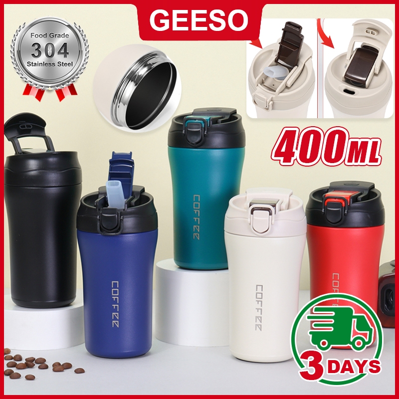 GEESO 2 IN 1 Insulated Tumbler Coffee Mug Thermos Vacuum Hot Flask Cup ...