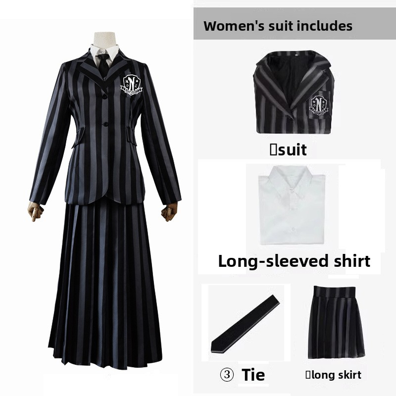 Adams Family cos Costume Halloween Wednesday Adams School Uniform ...