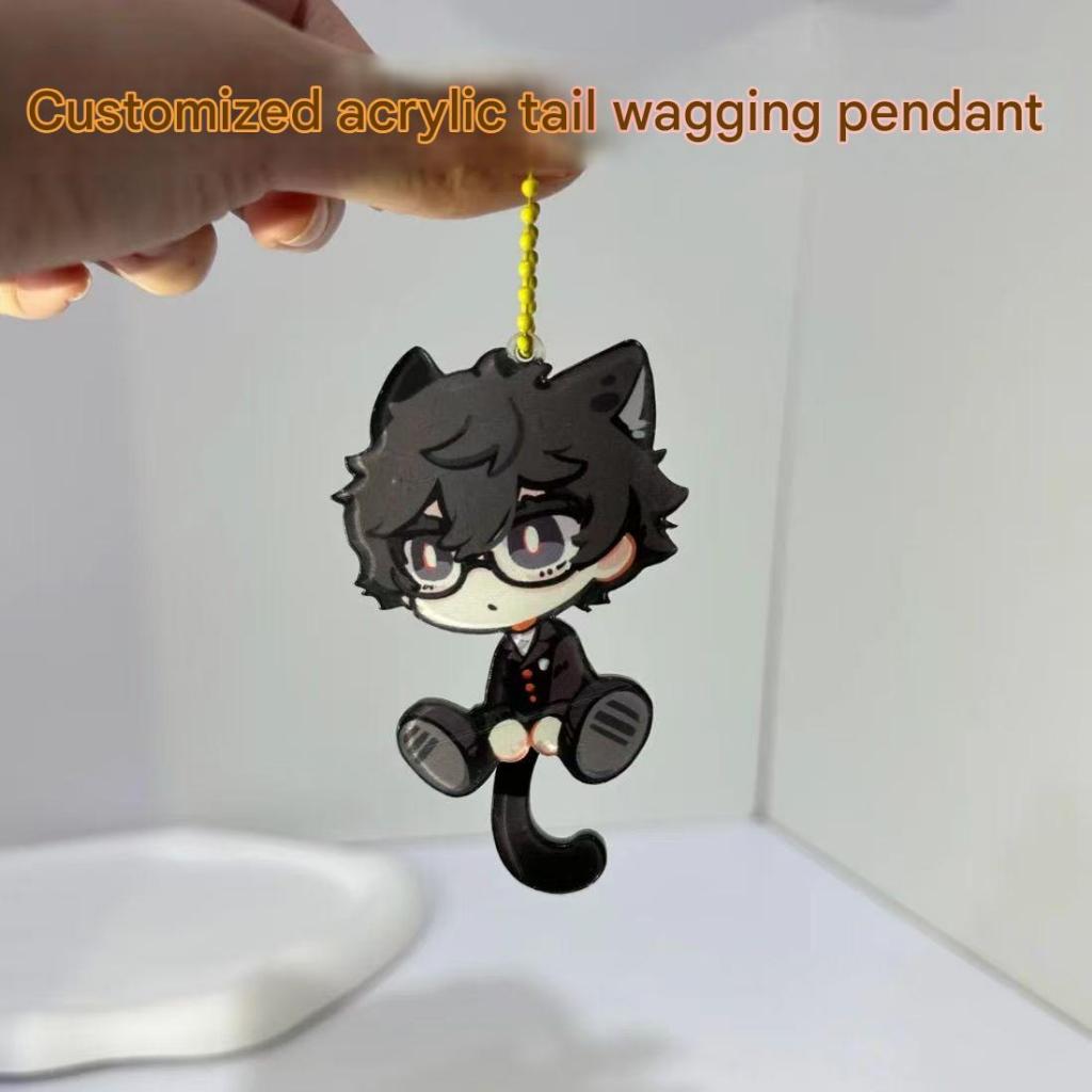 Customized Acrylic Shaking Tail Key Ring Borderless Cartoon Star Photo ...